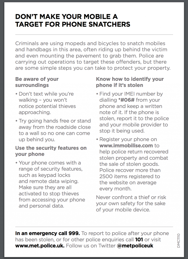 Phone snatching hits Wanstead – Wansteadium